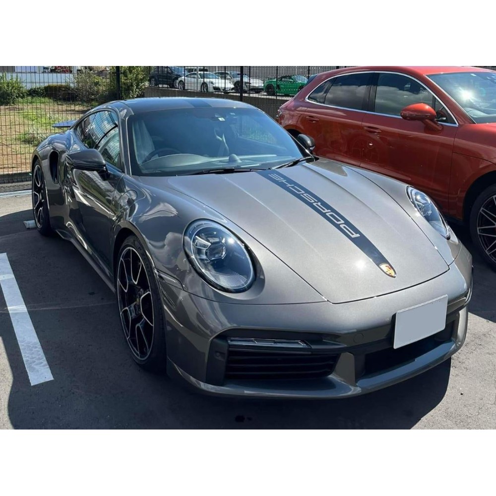 Porsche hood stripe with letters cut out
